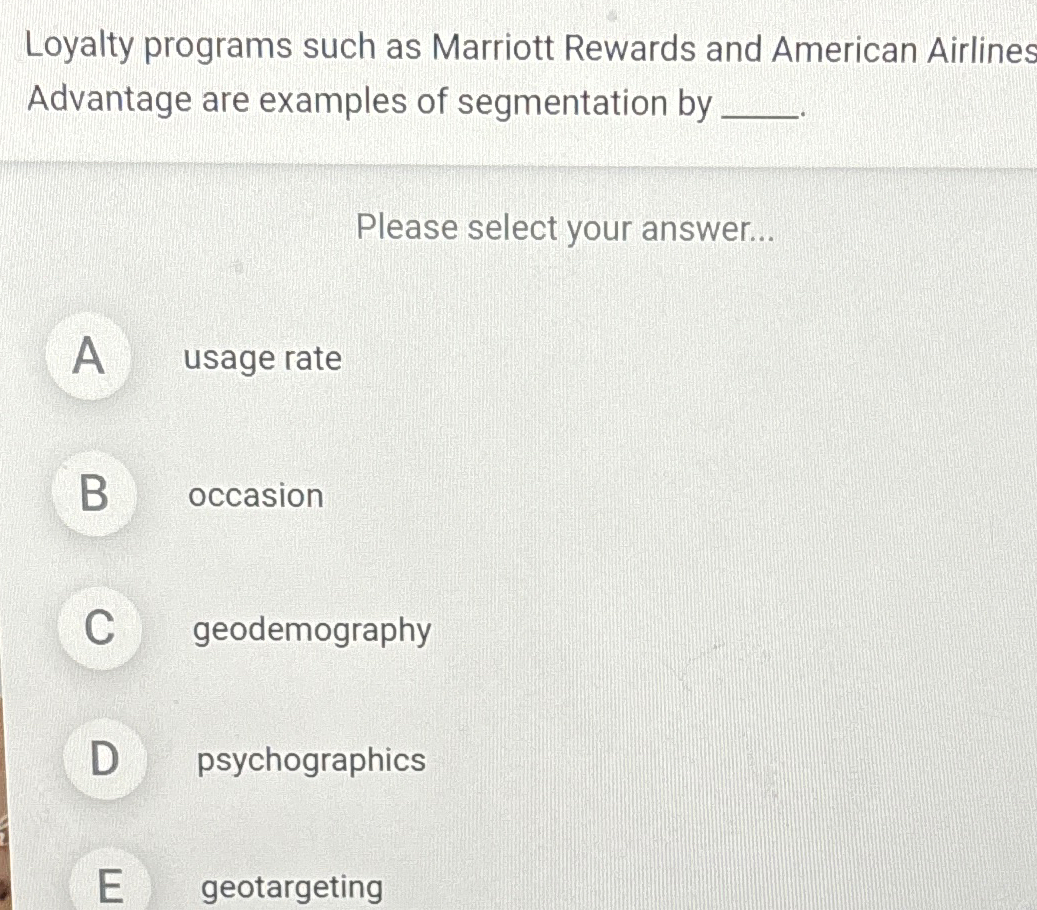 Solved Loyalty programs such as Marriott Rewards and | Chegg.com