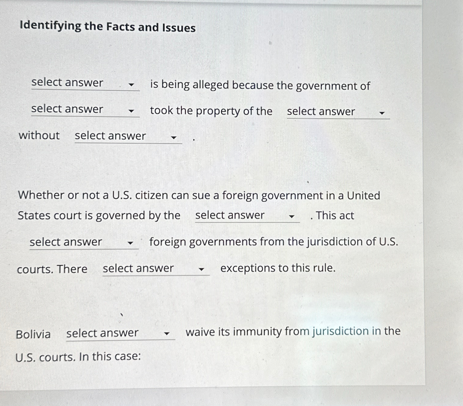 Solved Identifying the Facts and Issuesselect answer is | Chegg.com