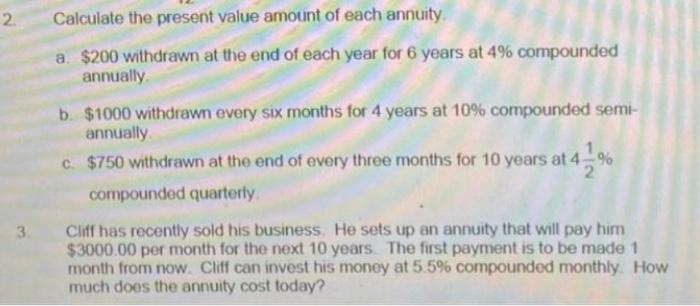 Solved 2 3. Calculate the present value amount of each | Chegg.com