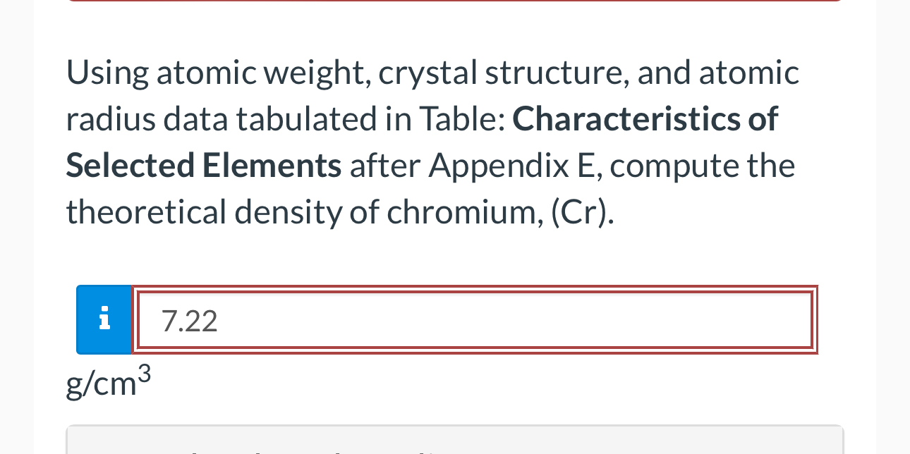Solved Using atomic weight, crystal structure, and atomic | Chegg.com