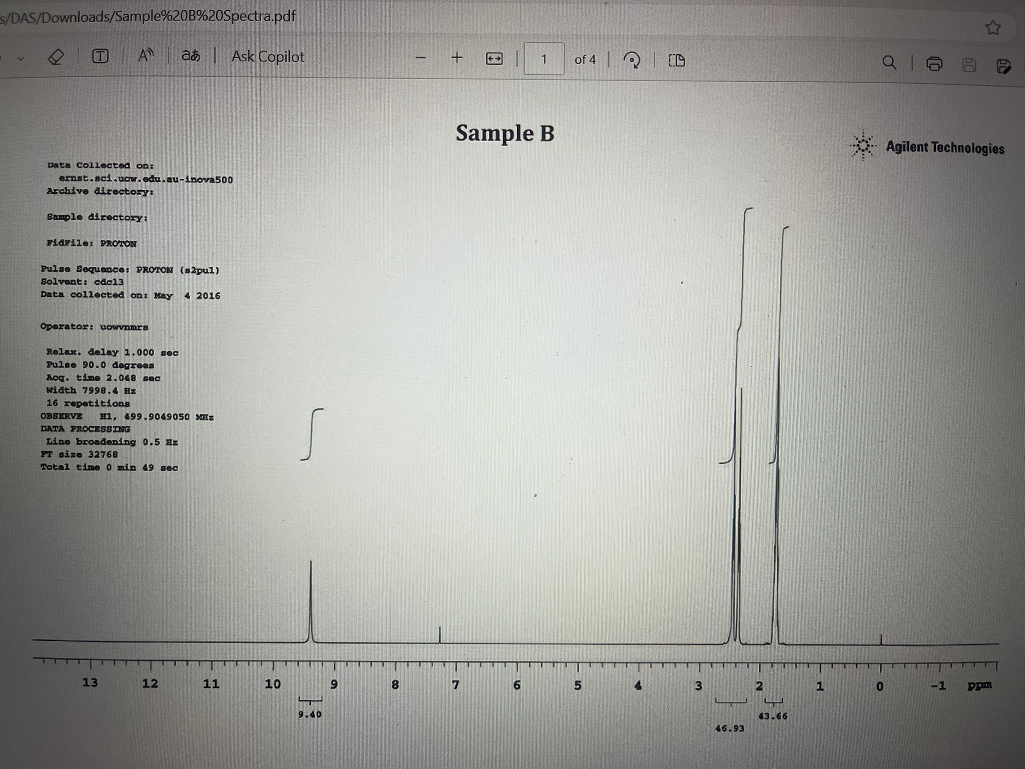 Solved tabulate the 1H spectra in terms of chemical shift, | Chegg.com