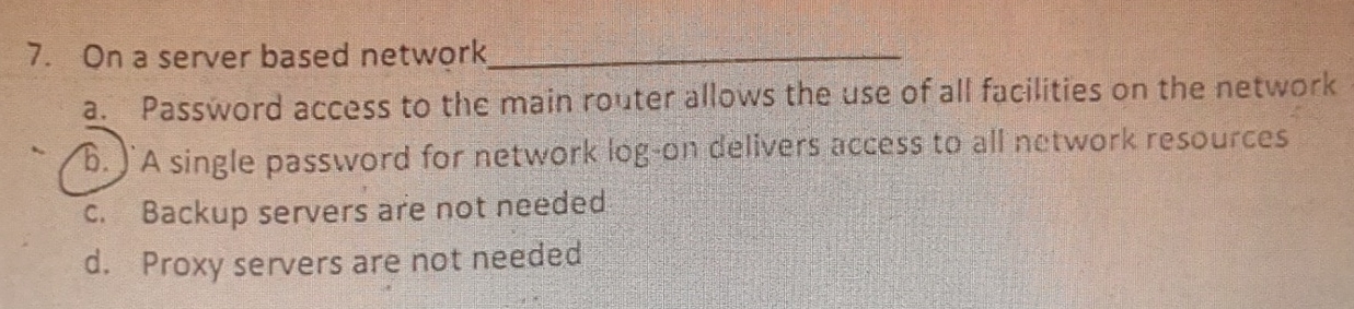 Solved On a server based network a. ﻿Password access to the | Chegg.com