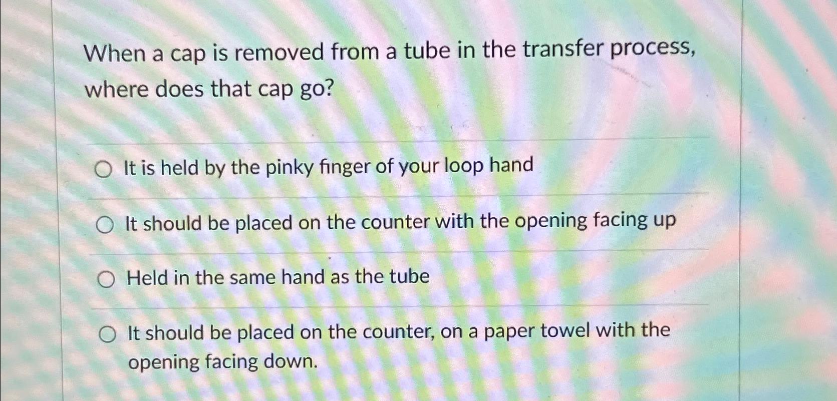 Solved When a cap is removed from a tube in the transfer | Chegg.com