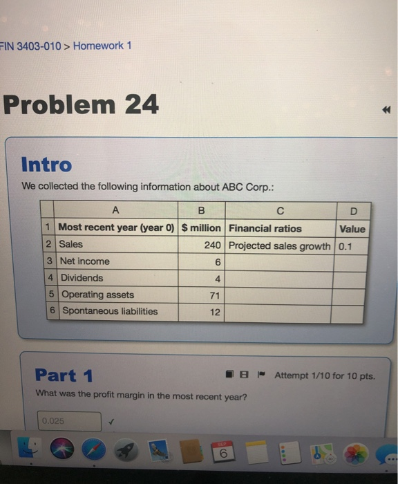 Solved FIN 3403-010 > Homework 1 Problem 24 Intro We | Chegg.com