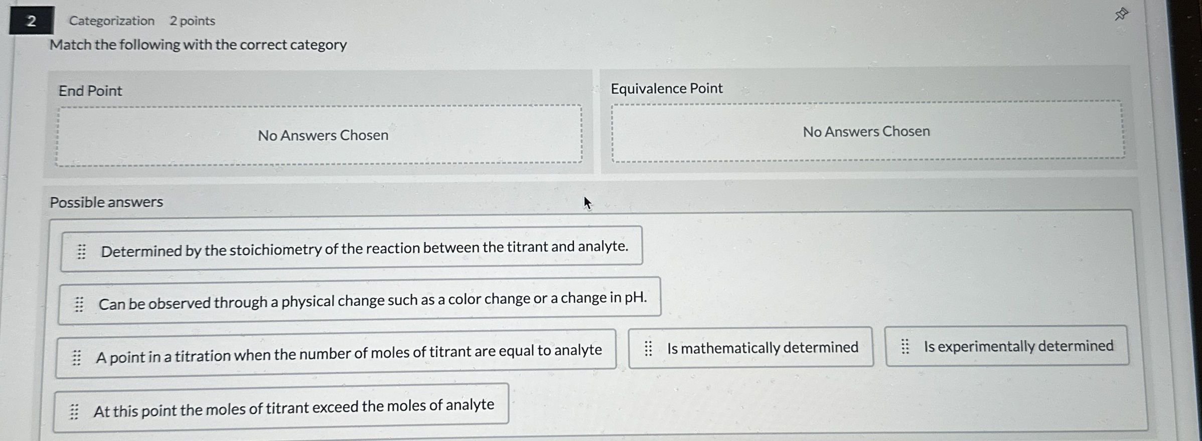 Solved 2Categorization2 ﻿pointsMatch the following with the | Chegg.com