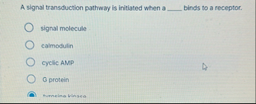 Solved A signal transduction pathway is initiated when a | Chegg.com
