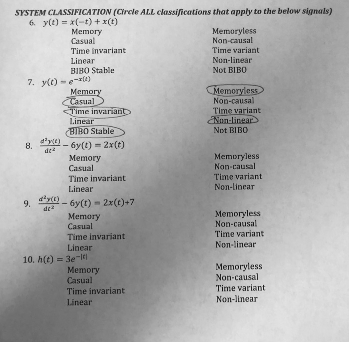 Solved 8. SYSTEM CLASSIFICATION (Circle ALL classifications | Chegg.com