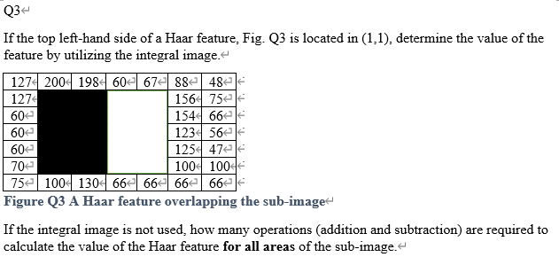 Q3If the top left-hand side of a Haar feature, Fig. | Chegg.com