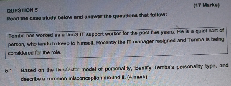 Solved QUESTION 5(17 ﻿Marks)Read the case study below and | Chegg.com