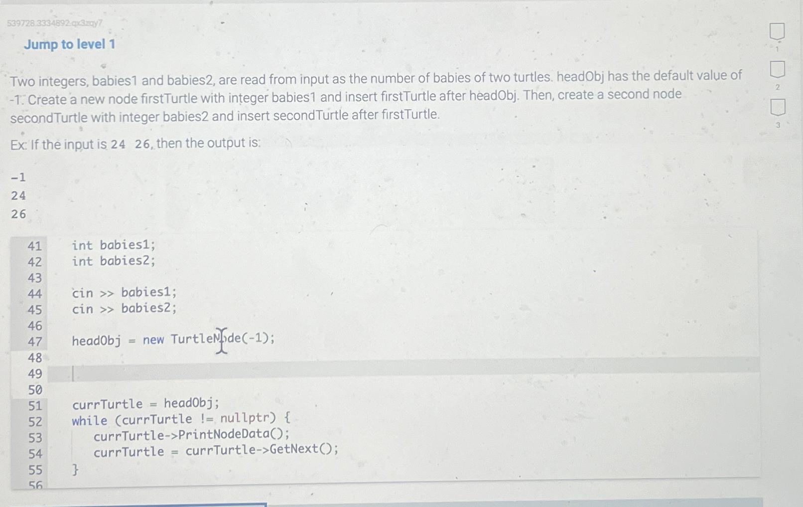 Solved Jump to level 1Two integers, babies 1 ﻿and babies2, | Chegg.com