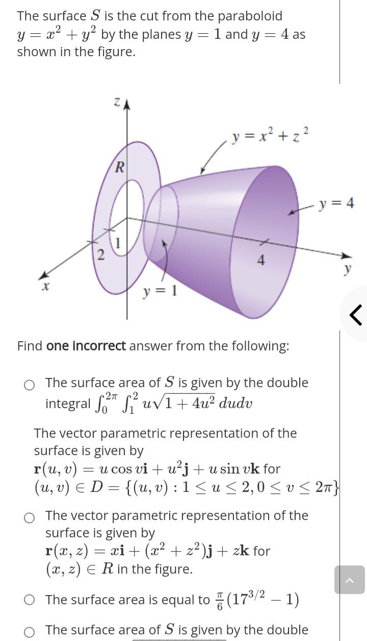Solved The surface S is the cut from the paraboloid = 1 and | Chegg.com