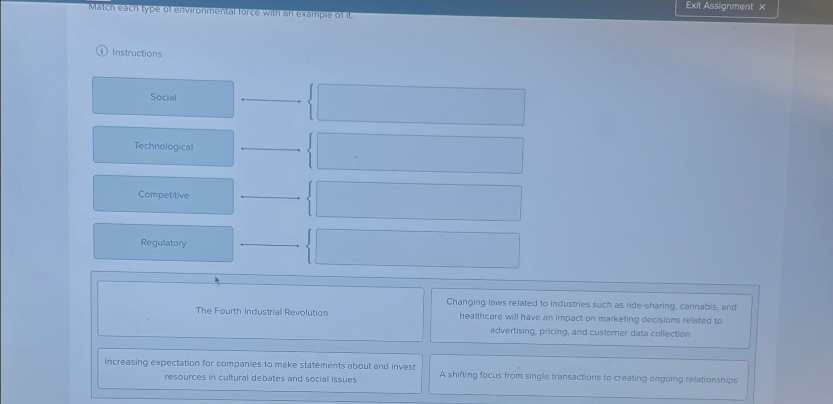 Solved Exit Assignment xMatch each type of environmental | Chegg.com