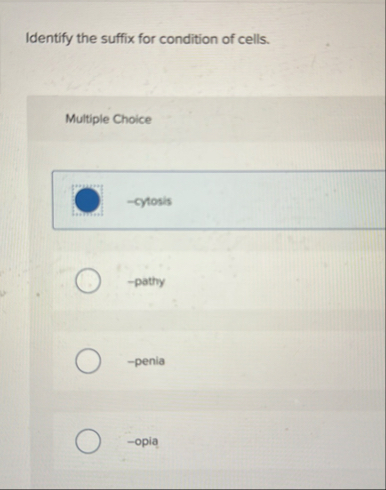 Solved Identify the suffix for condition of cells.Multiple | Chegg.com
