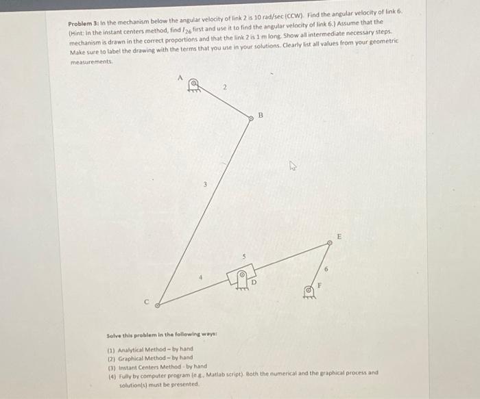 Solved Problem 3; in the mechanism below the angular | Chegg.com