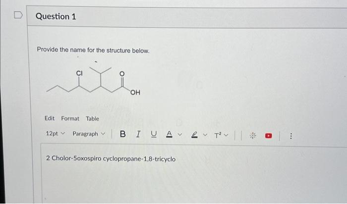 Solved Provide the name for the structure below. Edit Format | Chegg.com