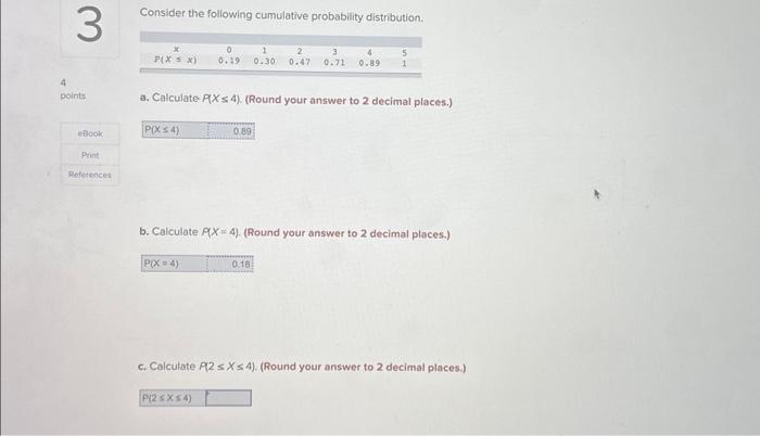 Solved Consider the following cumulative probability | Chegg.com