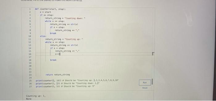 Solved www 1 2 2 5 7 det counter start, stop) s start if | Chegg.com
