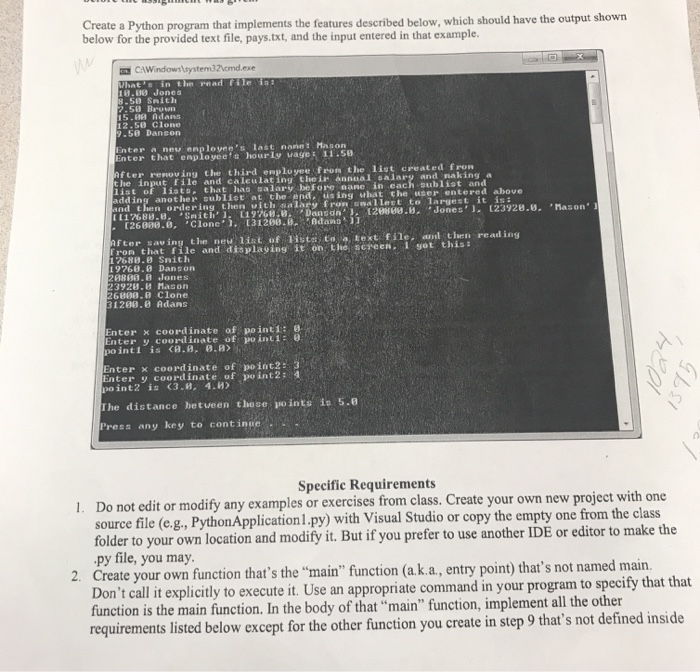 Solved Create a Python program that implements the features | Chegg.com