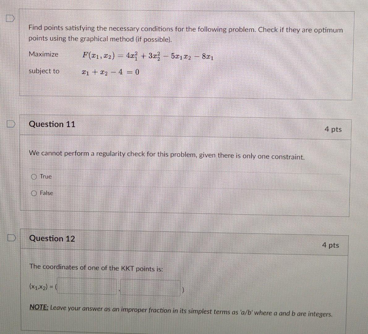 Solved D Find points satisfying the necessary conditions for | Chegg.com