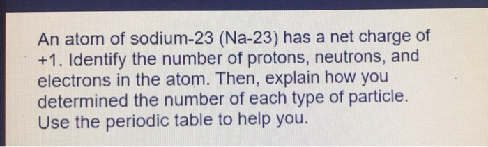 Solved An atom of sodium-23 (Na-23) has a net charge of +1. | Chegg.com
