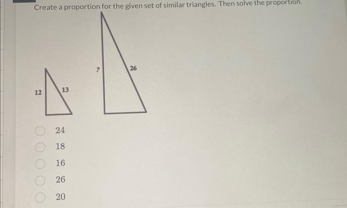 Solved Create a proportion for the given set of similar | Chegg.com