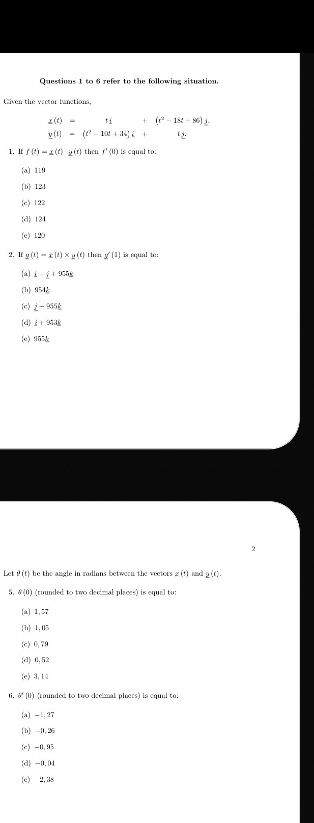 Solved Questions 1 ﻿to 6 ﻿refer to the following | Chegg.com