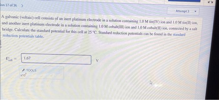 Solved A galvanic (voltaic) cell consists of an inert | Chegg.com