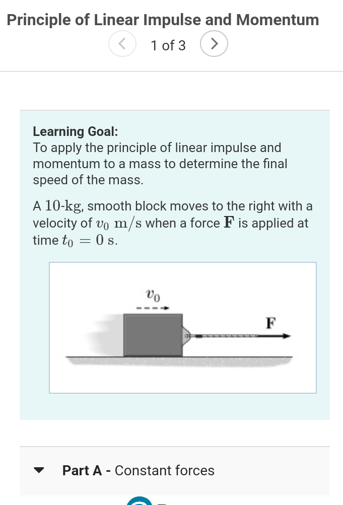 Solved Principle of Linear Impulse and Momentum 1 of 3 | Chegg.com