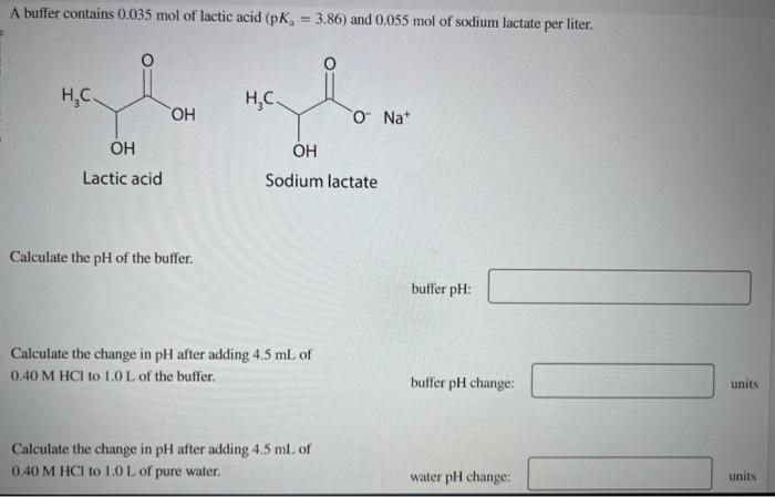 Solved A buffer contains 0.035 mol of lactic acid (pKa=3.86) | Chegg.com
