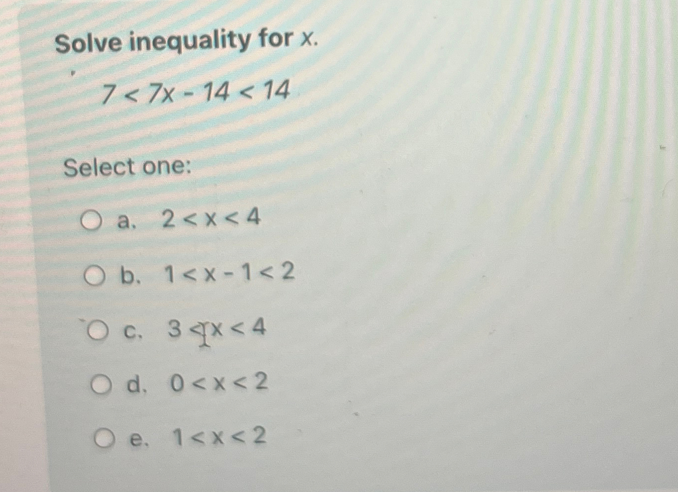 Solved Solve inequality for x.7