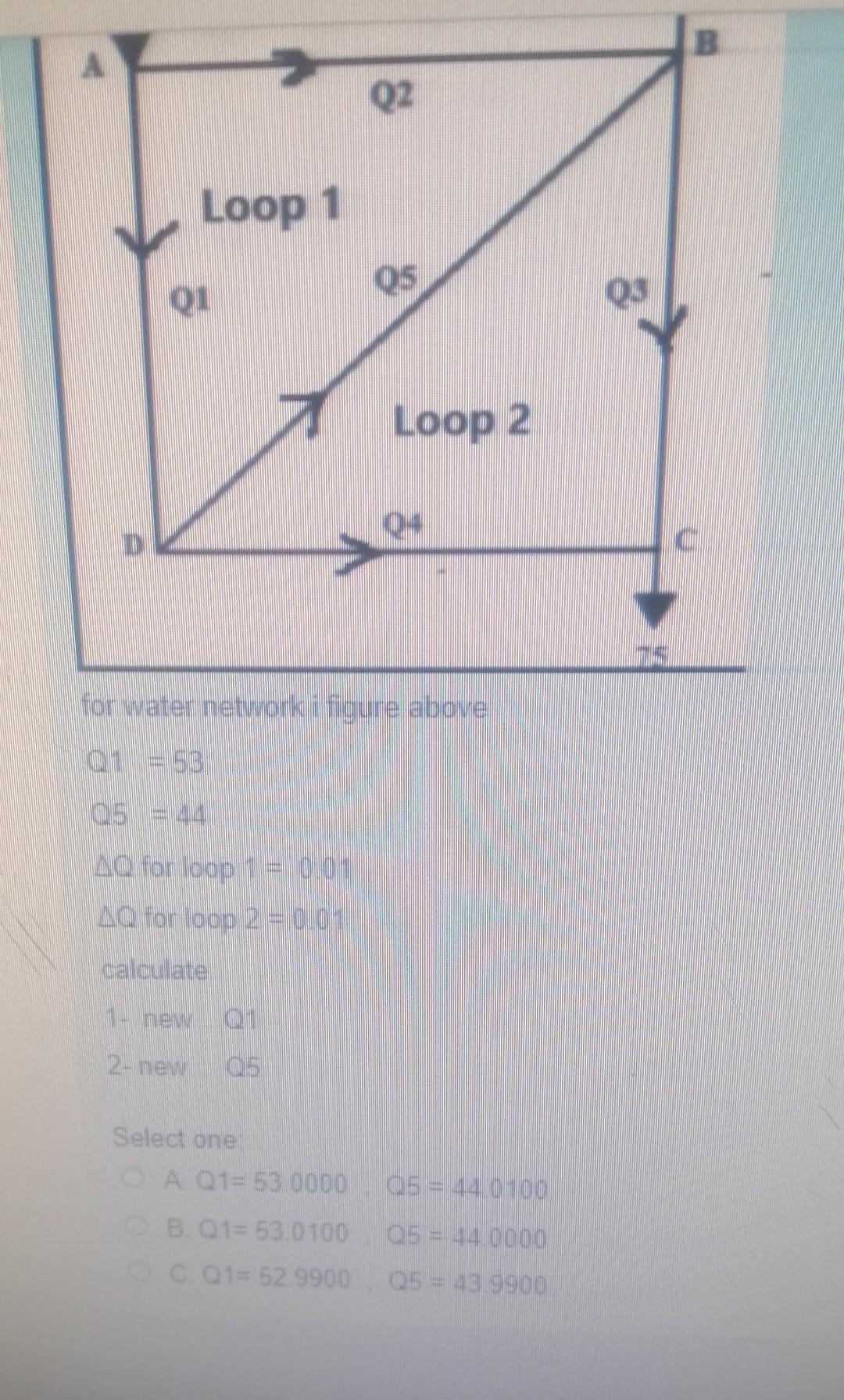 Solved 02 Loop 1 05 Q1 OS Loop 2 for water network figure | Chegg.com
