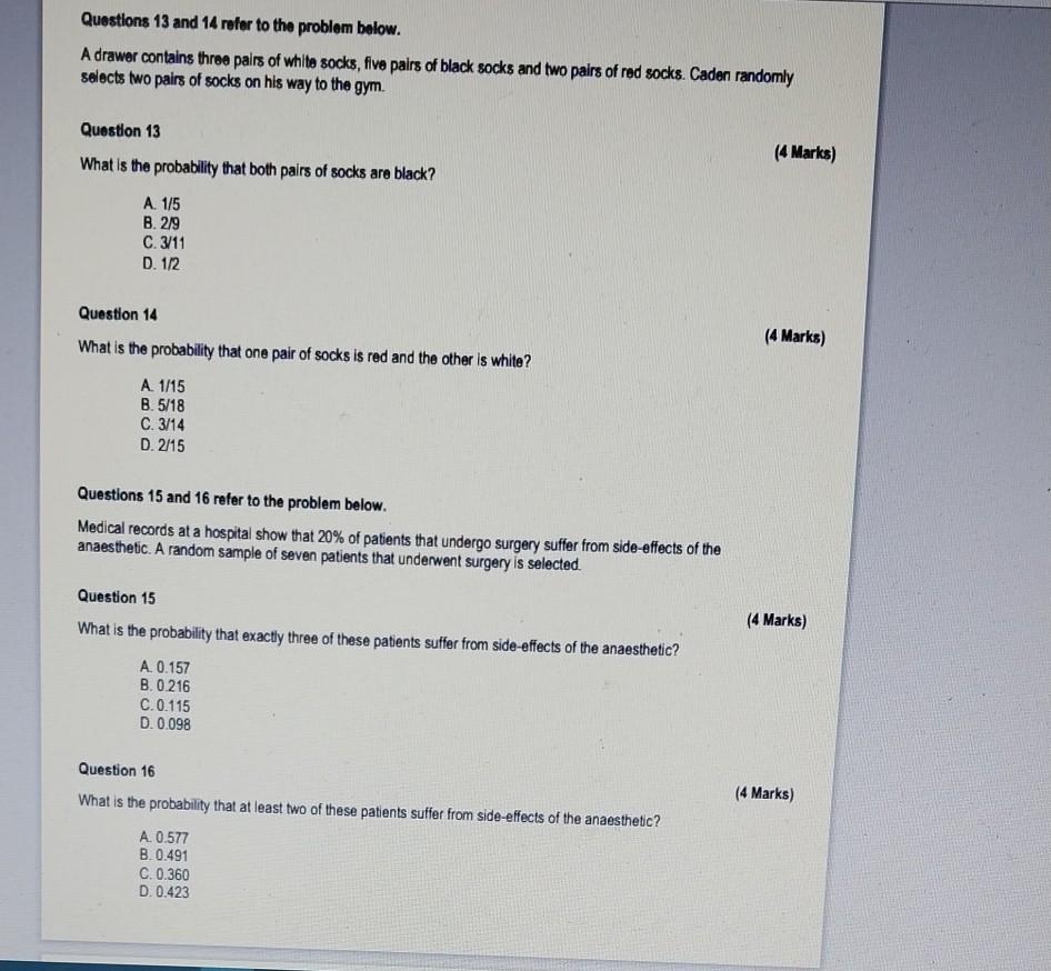 Solved Questions 9 - 12 refer to the problem below. The | Chegg.com