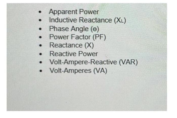 Solved - Apparent Power - Inductive Reactance (XL) - Phase | Chegg.com