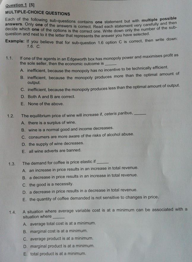 Solved answers. Only one of the answers is correct. Read | Chegg.com
