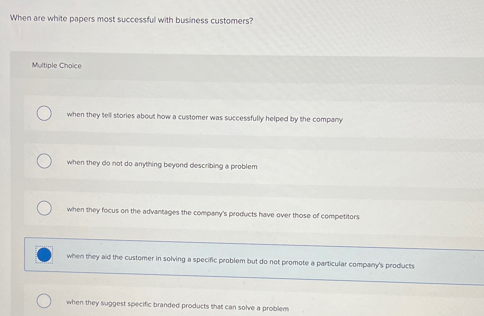 Solved When are white papers most successful with business | Chegg.com