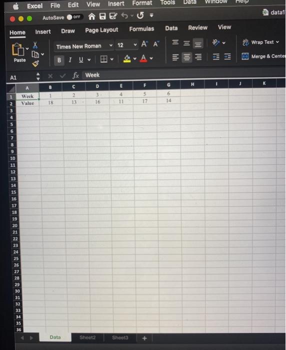 Solved Consider The Following Time Series Data Excel File