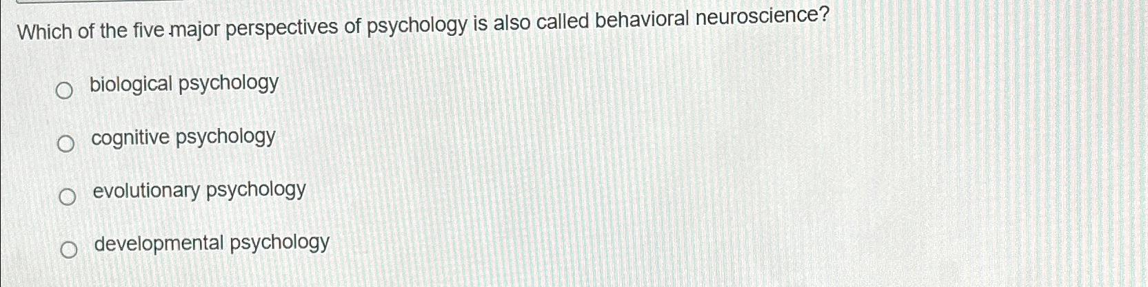 Which of the five major perspectives of psychology is | Chegg.com