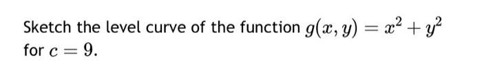 Solved Sketch the level curve of the function g(x,y)=x2+y2 | Chegg.com