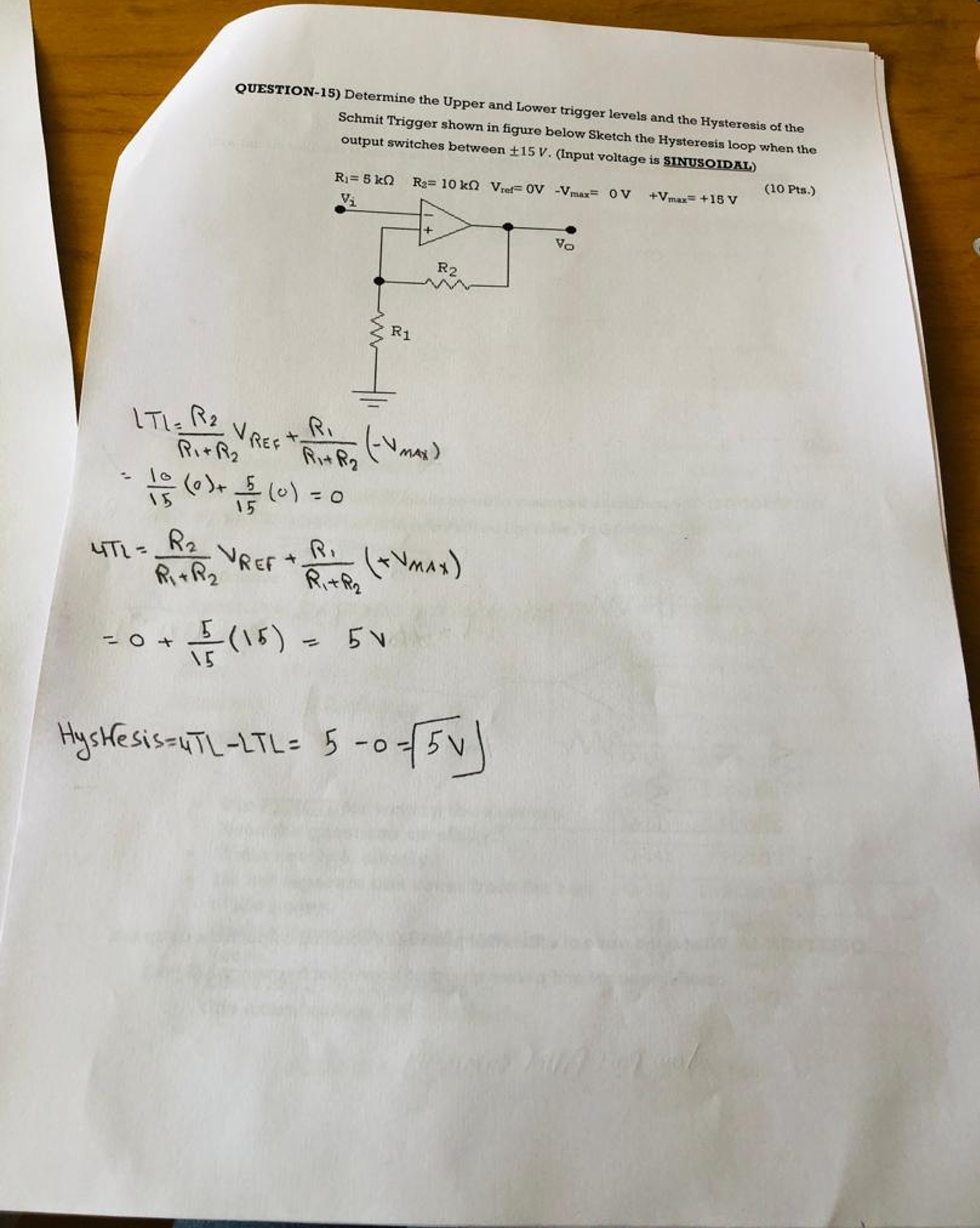 Solved QUESTION-15) ﻿Determino the Upper and Lower trigger | Chegg.com