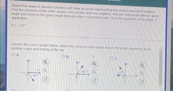 Solved Sketch the angle in standard position and draw an | Chegg.com