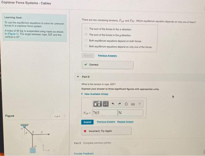 Solved Coplanar Force Systems - Cables There are two | Chegg.com