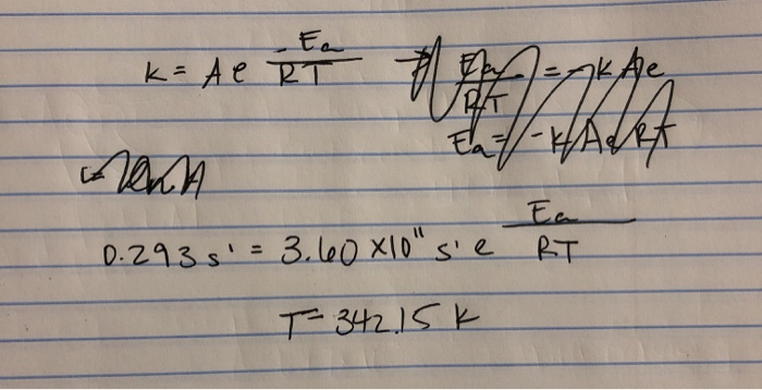 Solved from the arrhenius equation, how ro i rearrange to | Chegg.com