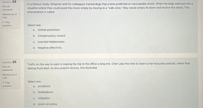 Solved In a famous study, Seligman and his colleagues | Chegg.com