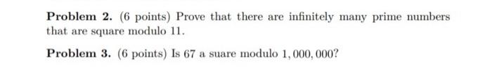 Solved Problem 2. (6 points) Prove that there are infinitely | Chegg.com