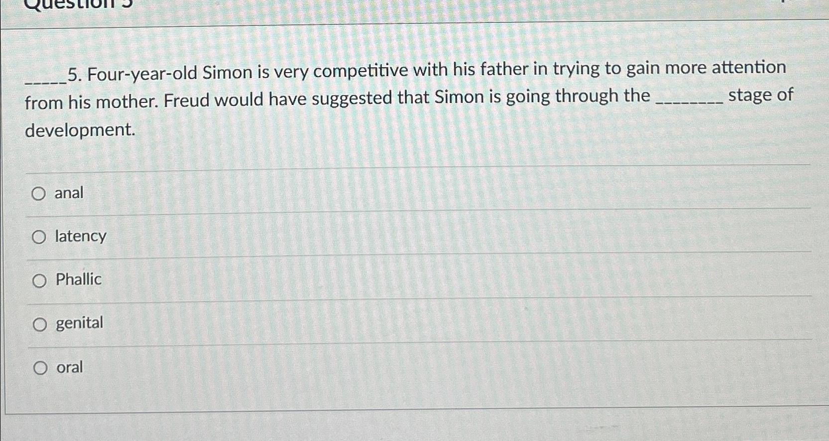 Solved Four-year-old Simon is very competitive with his | Chegg.com