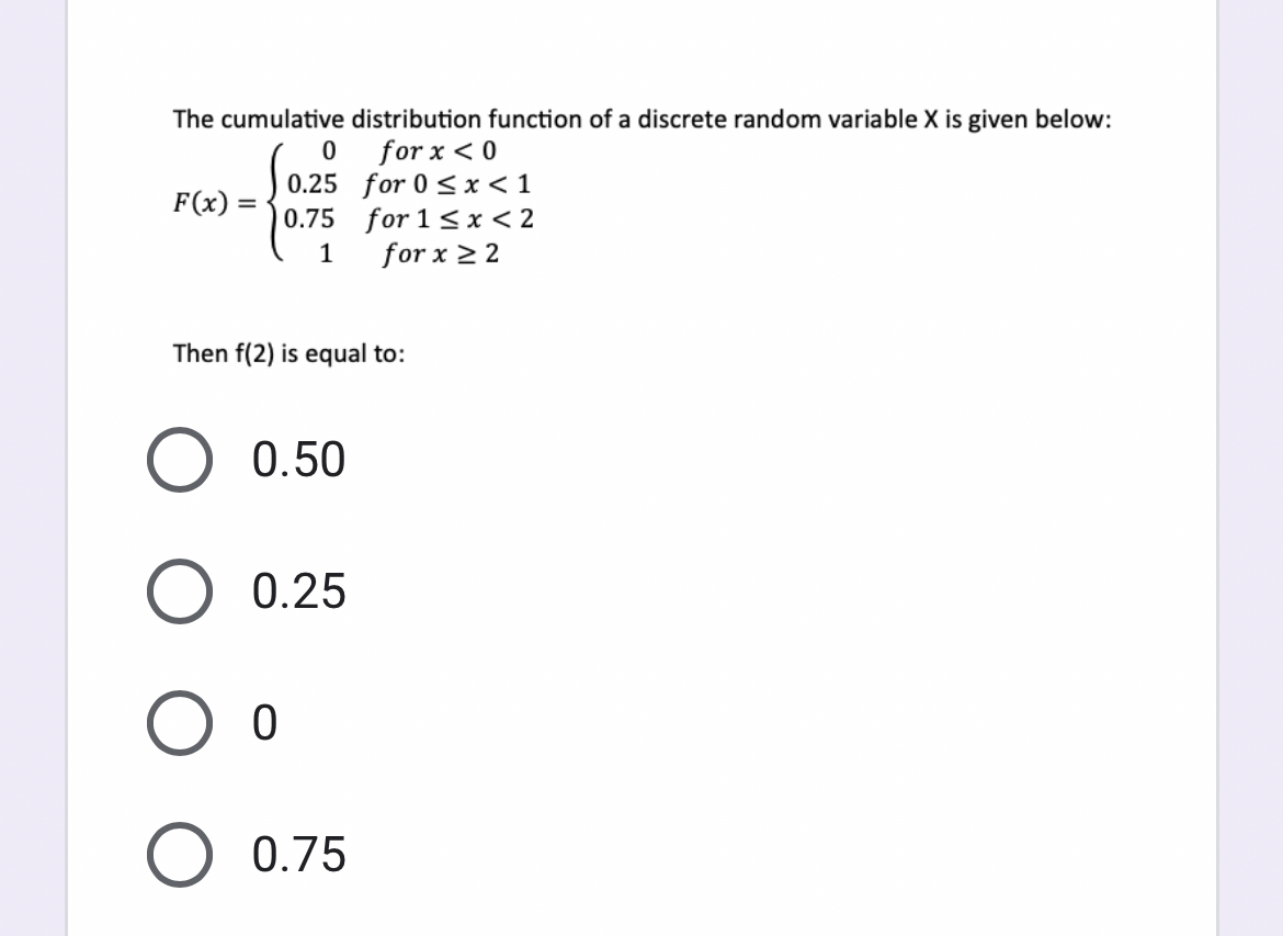 Solved The cumulative distribution function of a discrete | Chegg.com
