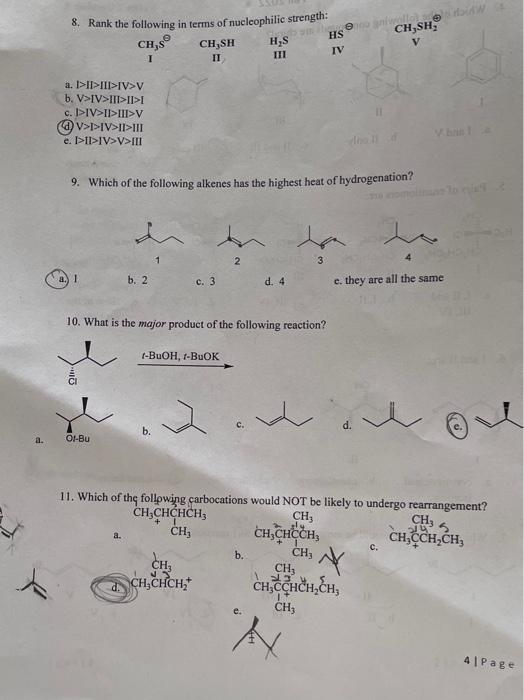 Solved 1. Which conformation represents the most stable | Chegg.com