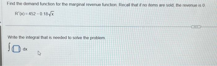 Solved Find the demand function for the marginal revenue | Chegg.com