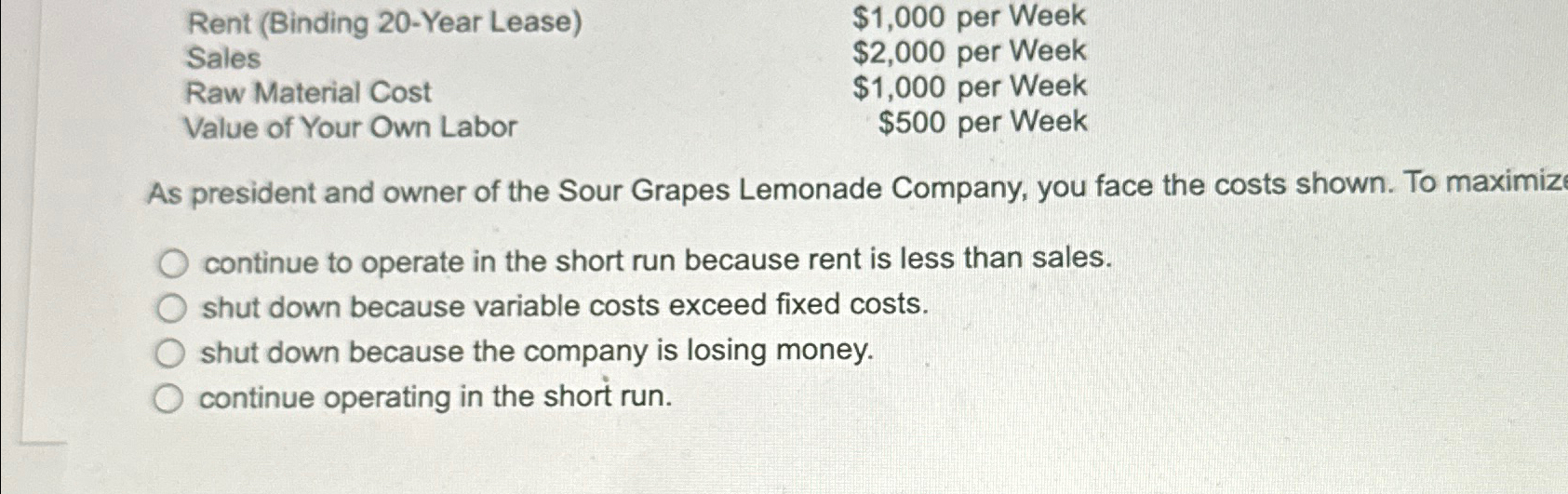 Solved \table[[Rent (Binding 20-Year Lease),$1,000 ﻿per | Chegg.com