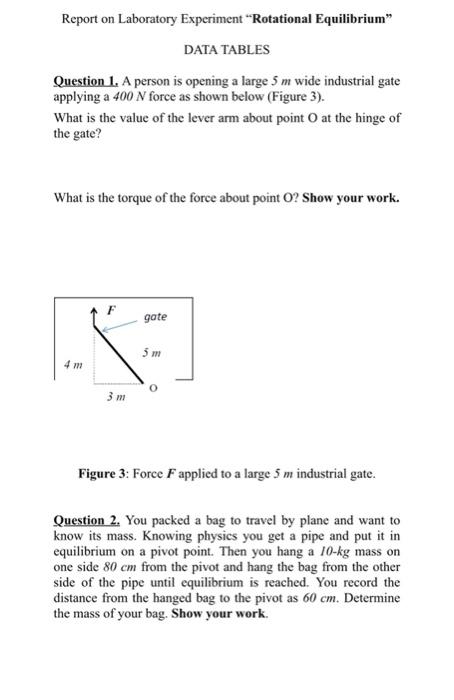 Solved Report on Laboratory Experiment "Rotational | Chegg.com